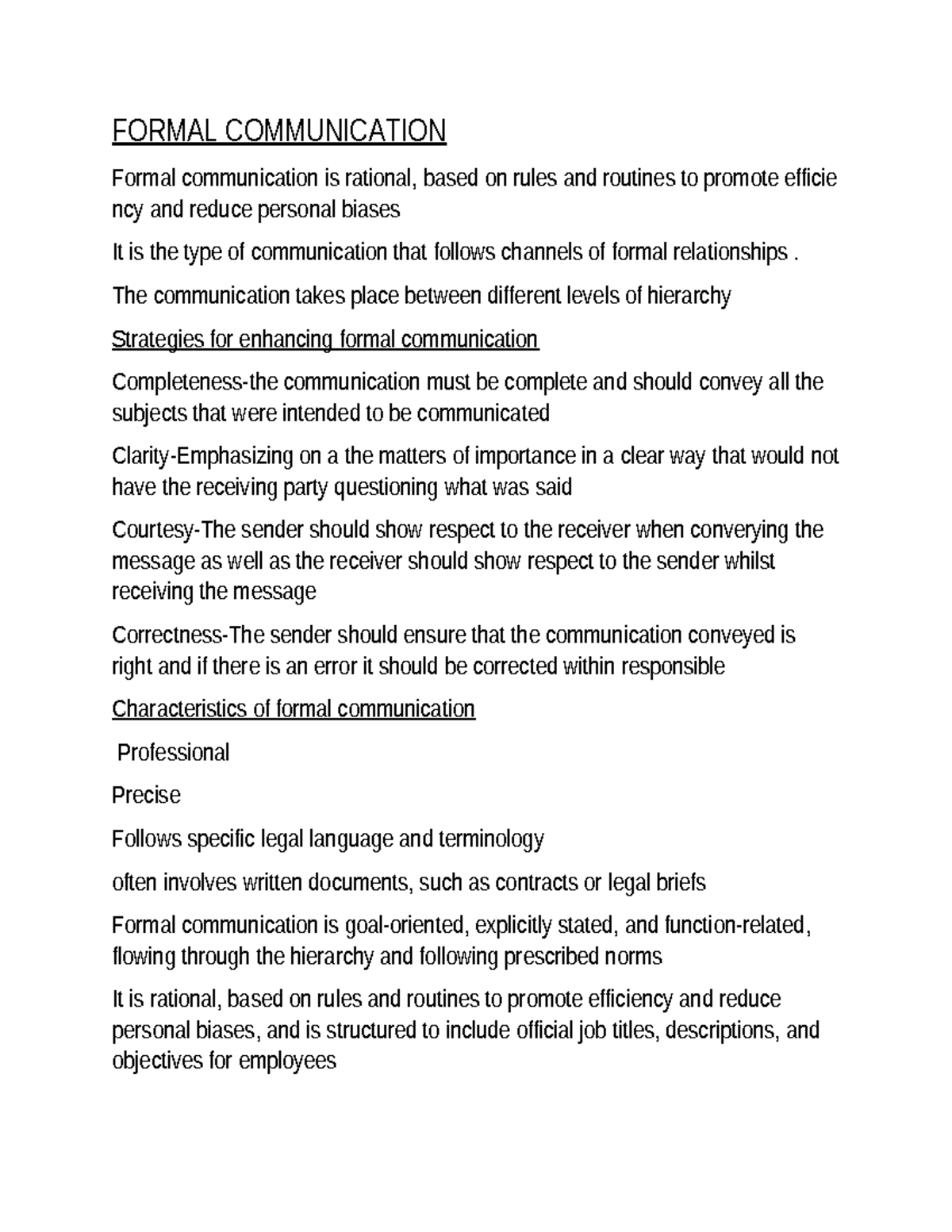 Formal communication - summary of the course work - FORMAL ...