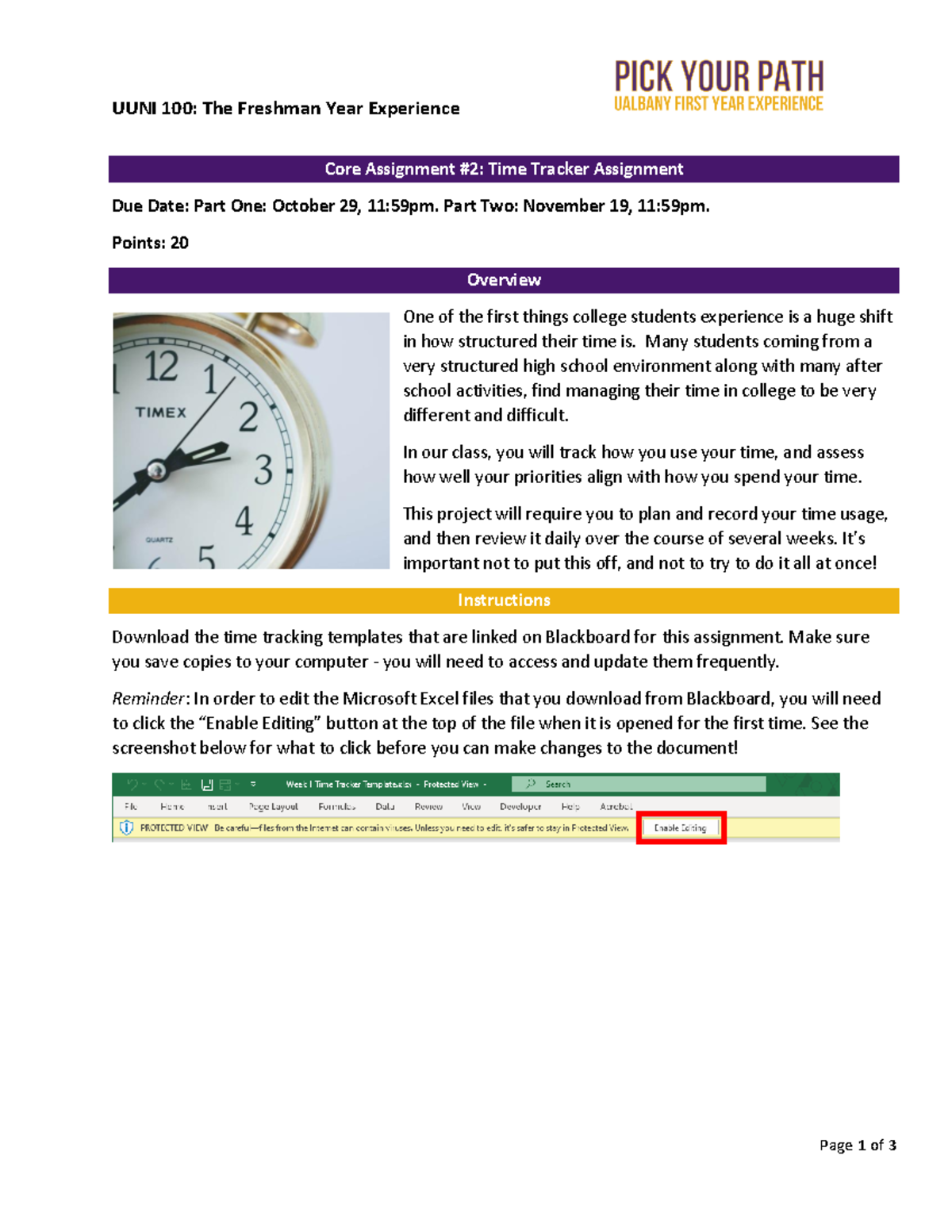 Core Assignment #2 - Freshman year - UUNI 100: The Freshman Year ...