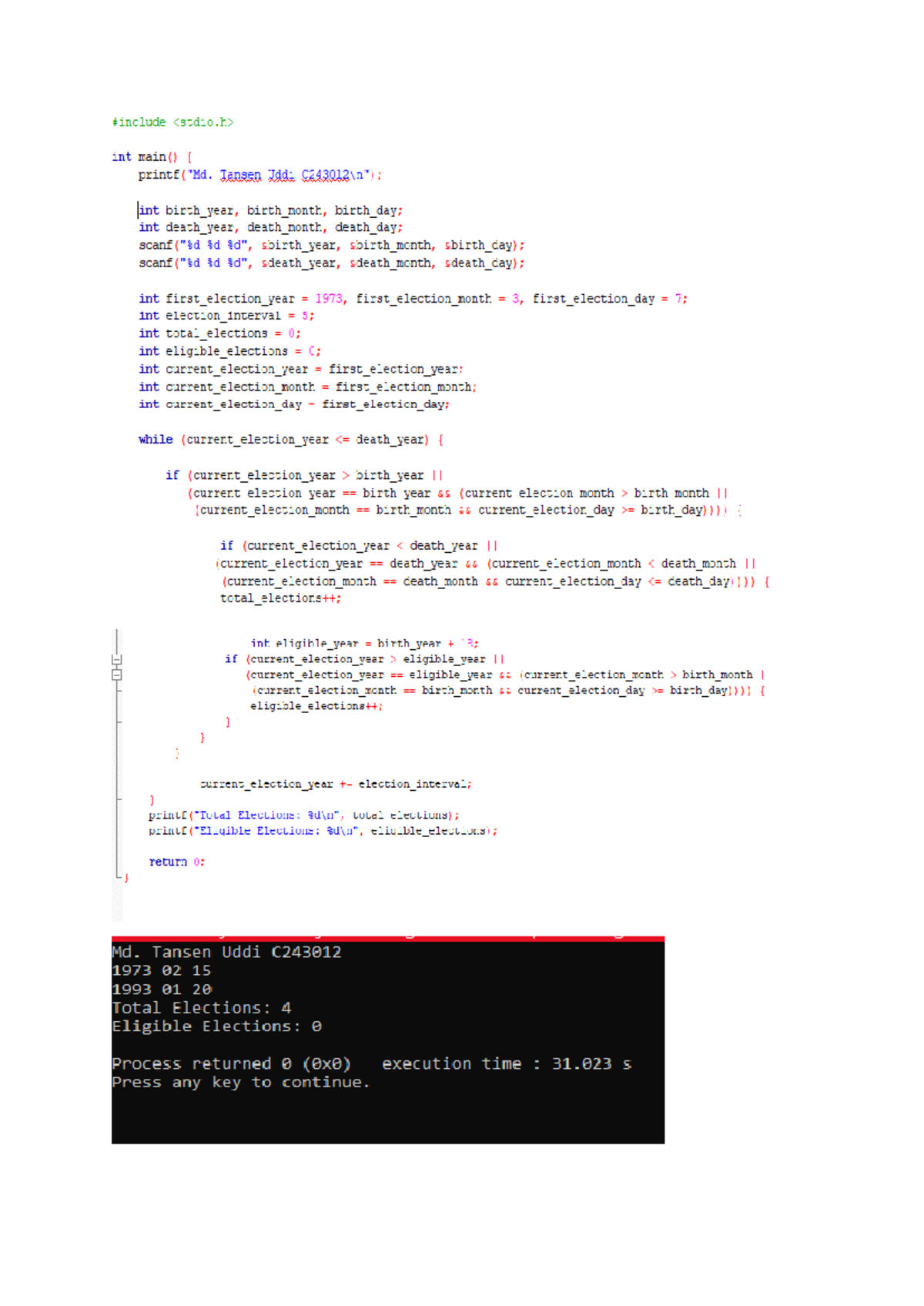 MID cp - Coding - int main() Iansen Uddi int birth_year, birth_month ...