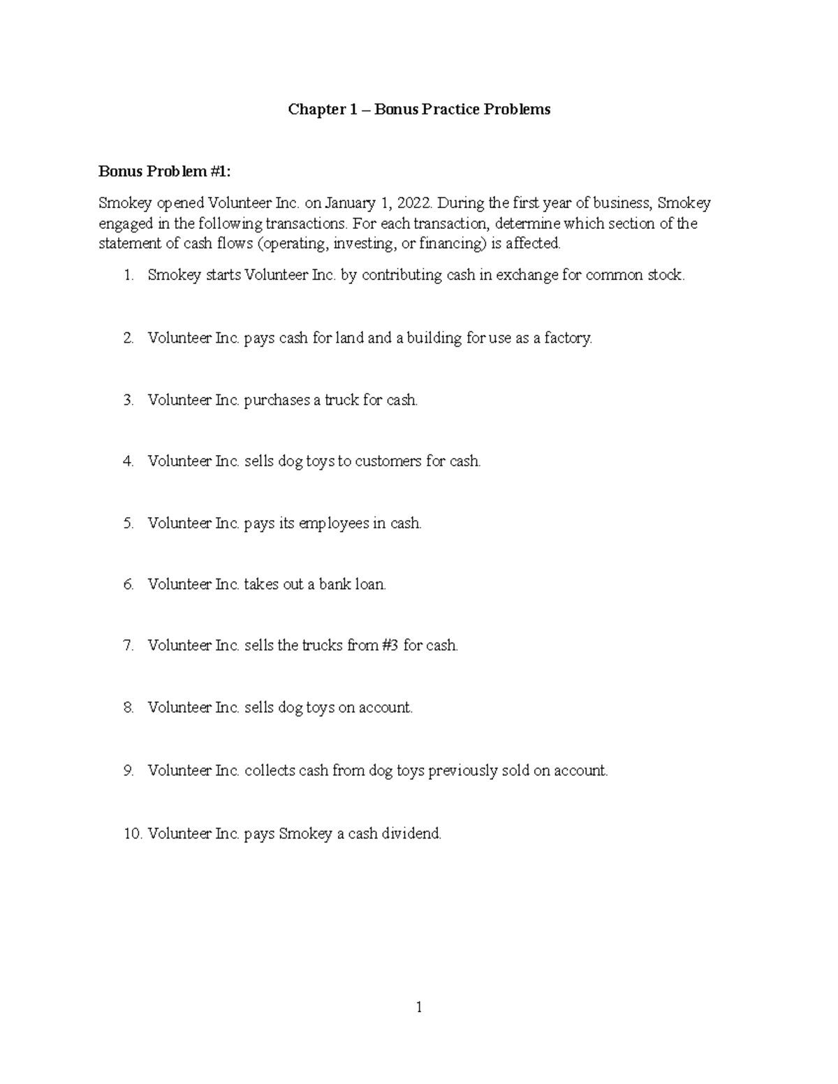 Chapter 1 - Bonus Practice Problems - Chapter 1 – Bonus Practice Problems Bonus Problem #1 ...