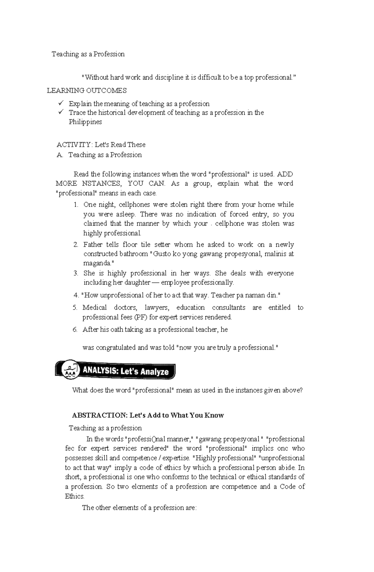 Pdfcoffee - full module on the teaching profession for bsed students - Teaching as a Profession ...