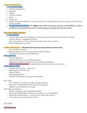Social Problems Notes SOC 105 CSU - 8/27/ Social Institution: any set ...