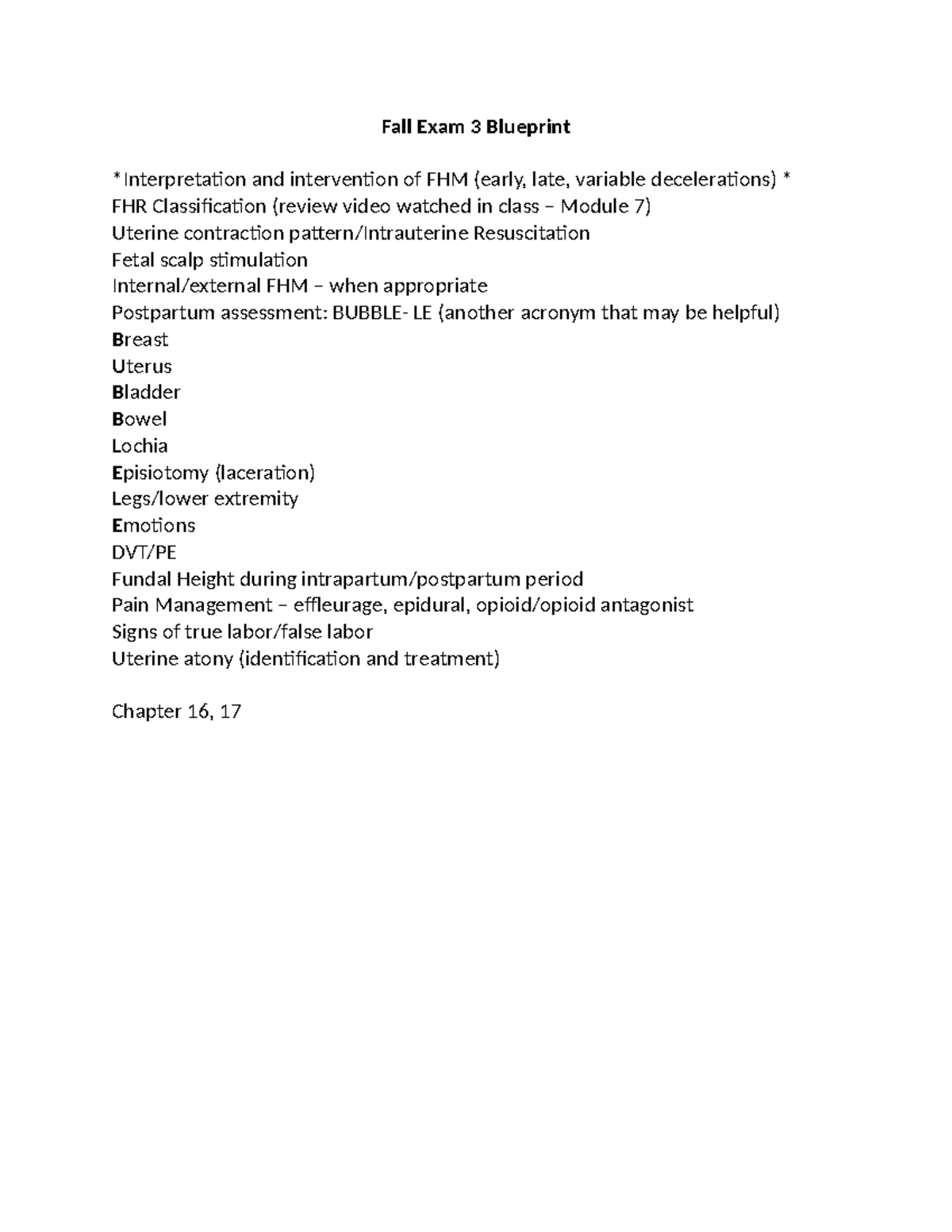 Fall Exam 3 Blueprint - none - Fall Exam 3 Blueprint *Interpretation ...