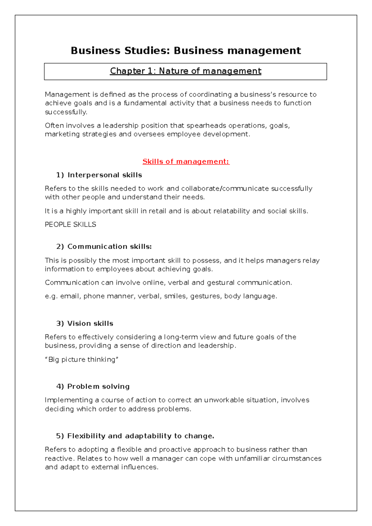 Business management term 2 notes - Business Studies: Business ...