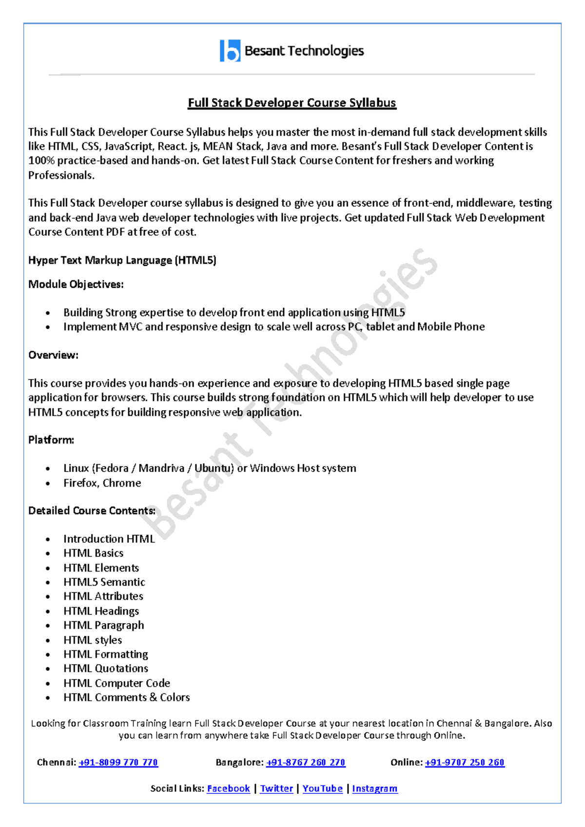 Full Stack Developer Course Syllabus Looking For Classroom Training Learn Full Stack Developer