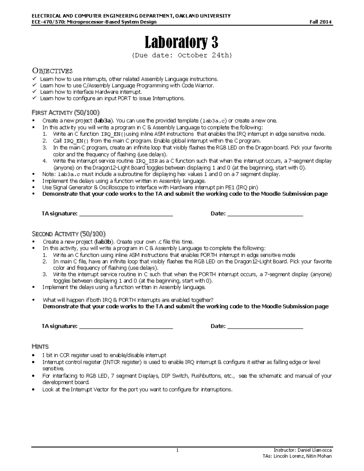 Lab 3 - Laboratory assignment 3 - ELECTRICAL AND COMPUTER ENGINEERING ...