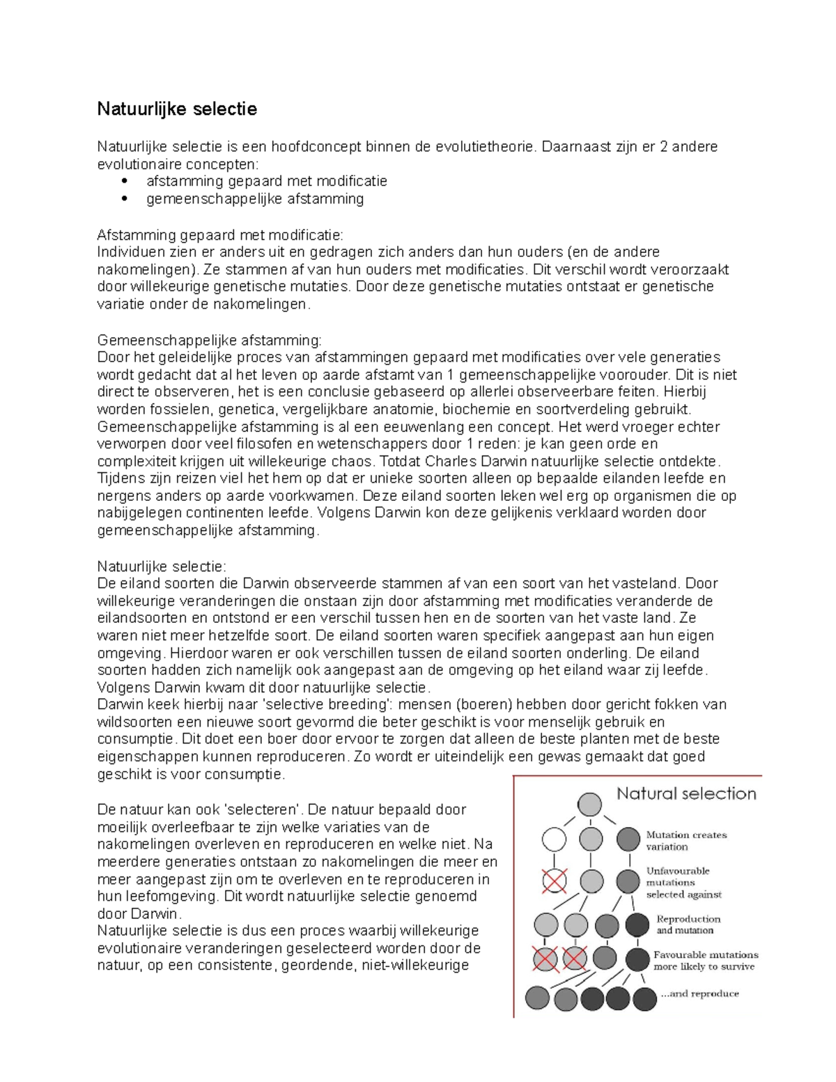 Natuurlijke selectie MS1 - Natuurlijke selectie Natuurlijke selectie is ...