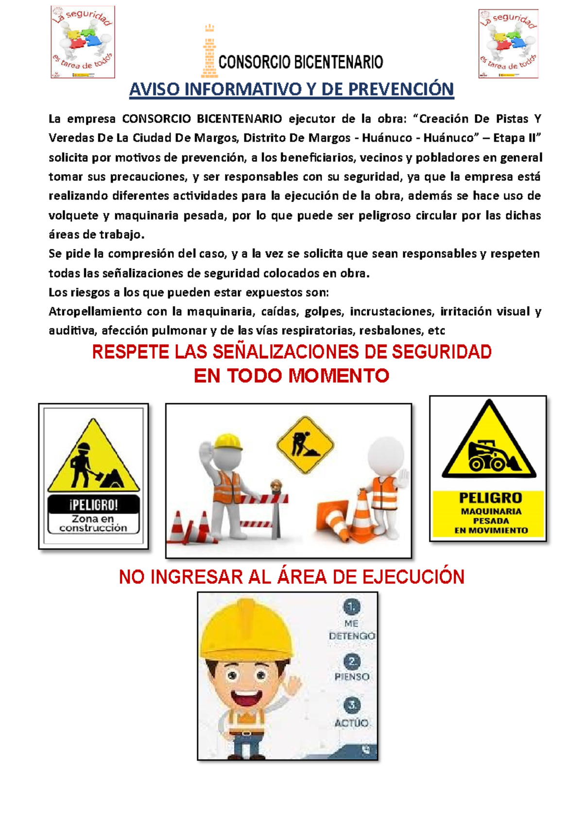 Aviso informativo de prevencion - AVISO INFORMATIVO Y DE PREVENCIÓN La ...