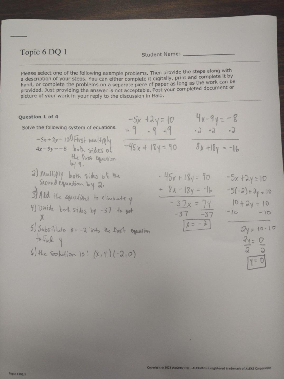 T6 Discussion Questions - Topic 6 DQ 1 Student Name: Pleaseselectone ...