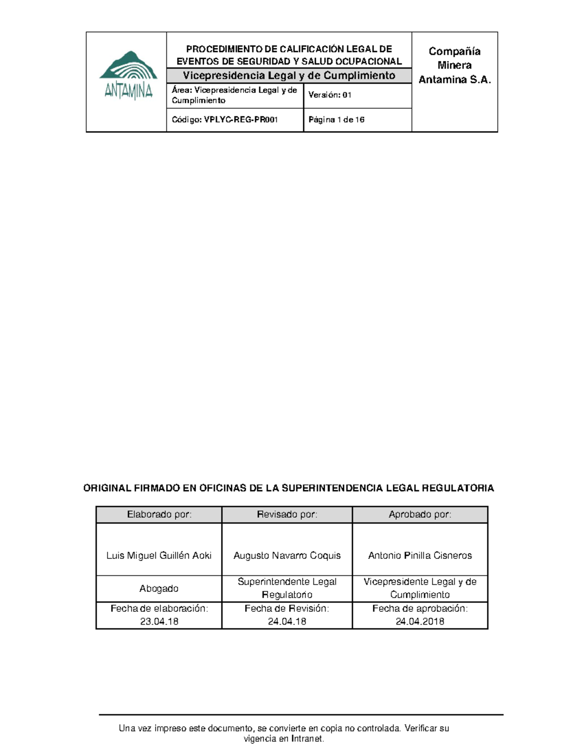Vplyc-REG-PR001 Calificación Legal de Eventos - EVENTOS DE SEGURIDAD Y ...