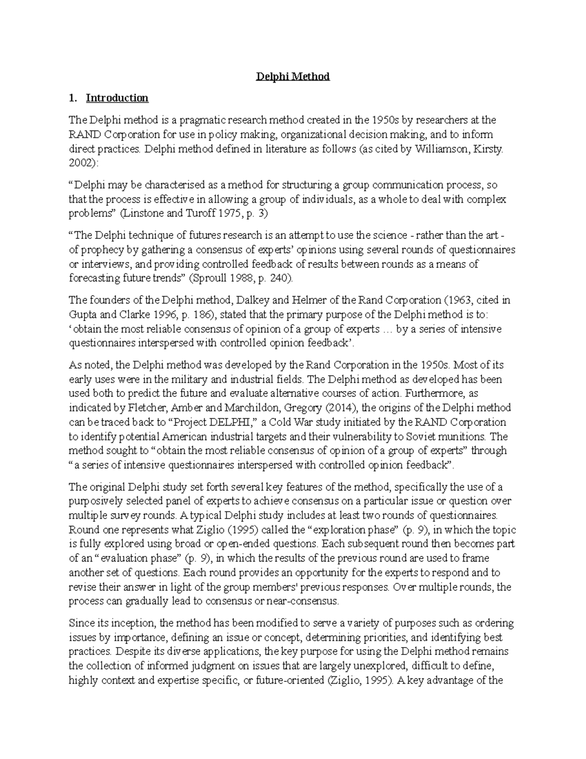 Delphi Method - Grade: A+ - Delphi Method 1. Introduction The Delphi ...