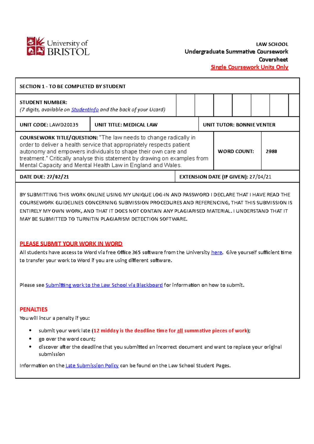 Example Essay 2 - University of Bristol Law notes - LAW SCHOOL ...