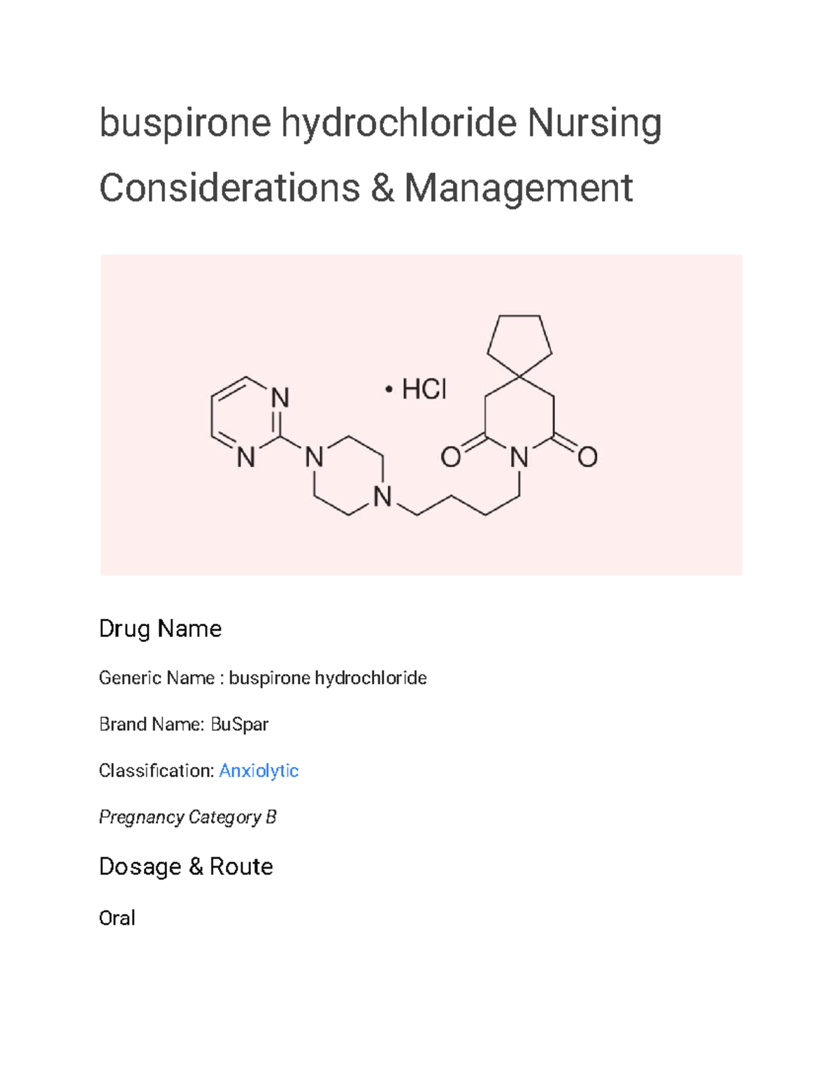 Untitled document (46) - buspirone hydrochloride Nursing Considerations ...