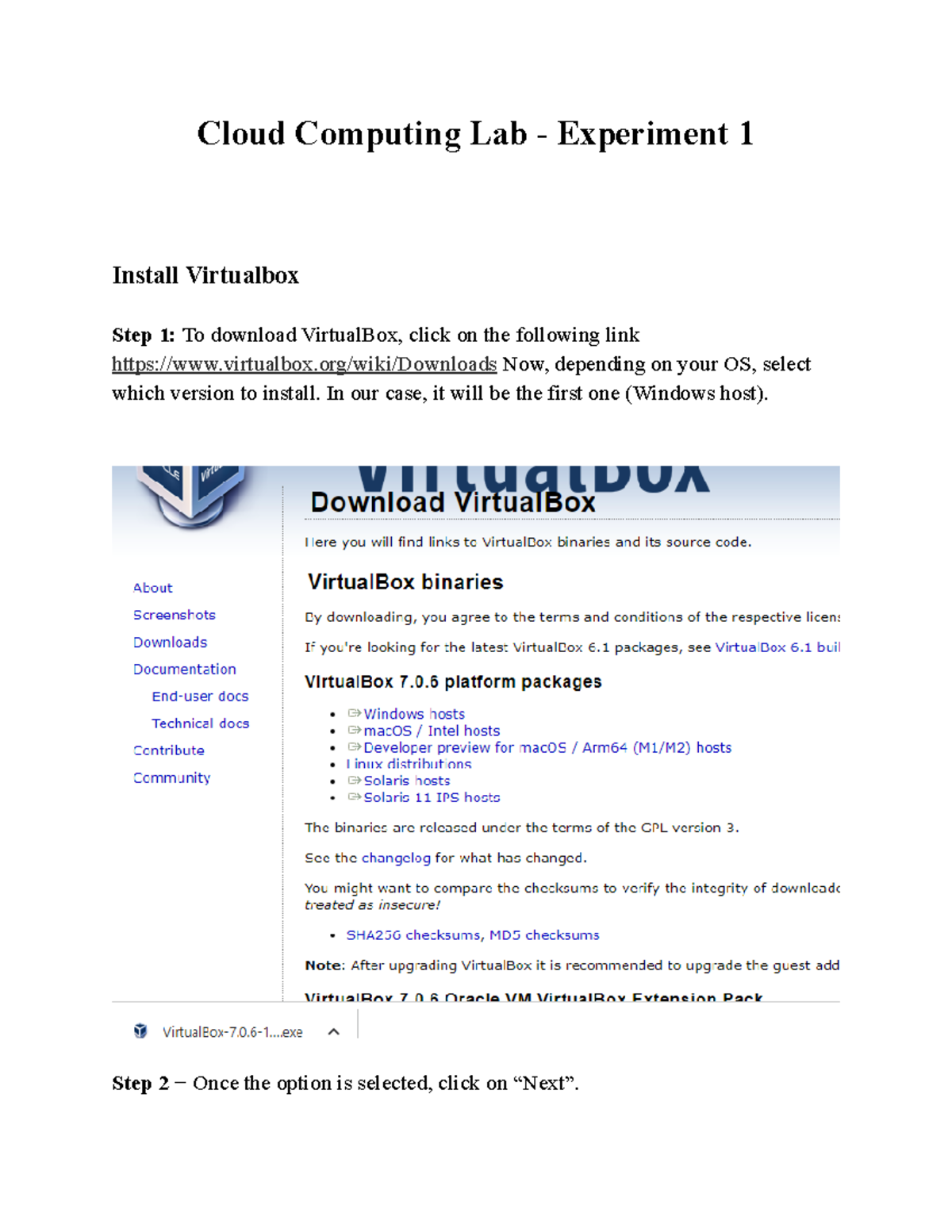 Cloud Computing Lab - Experiment 1 - In our case, it will be the first one (Windows host). Step ...