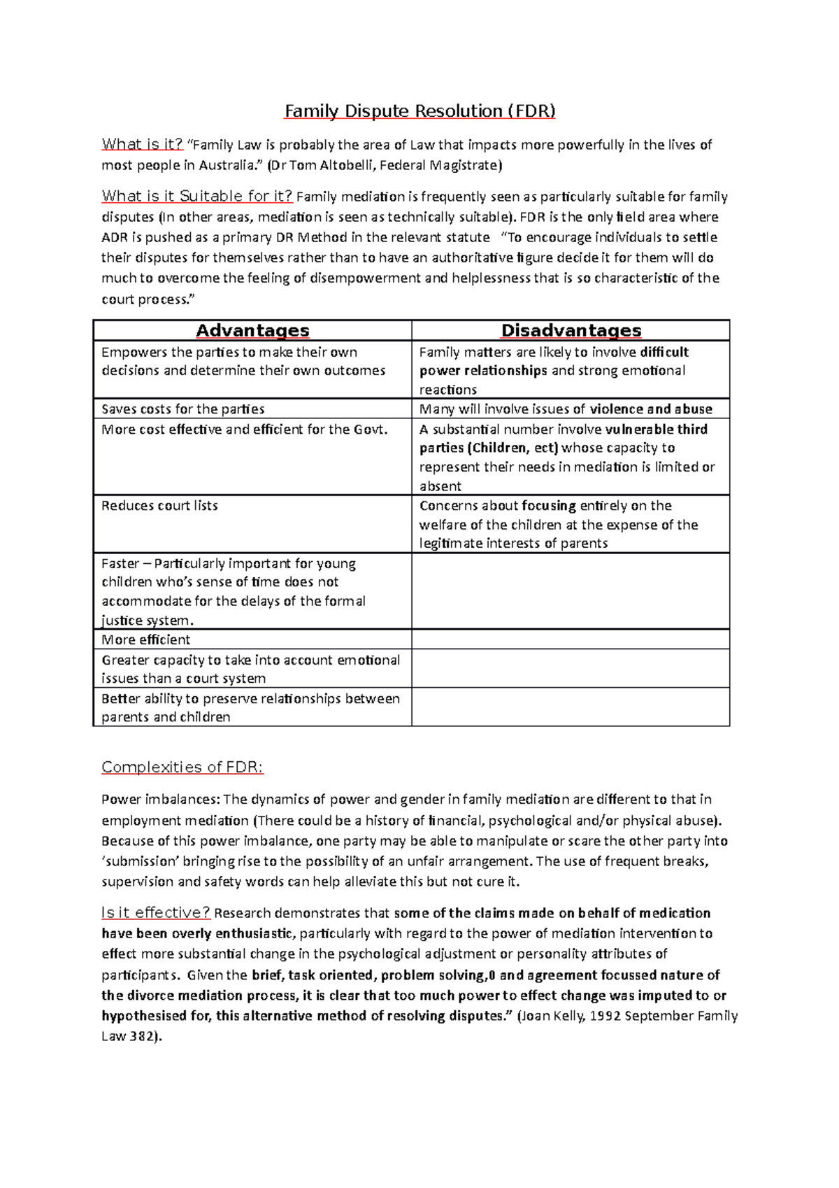 Family Dispute Resolution - ” (Dr Tom Altobelli, Federal Magistrate ...