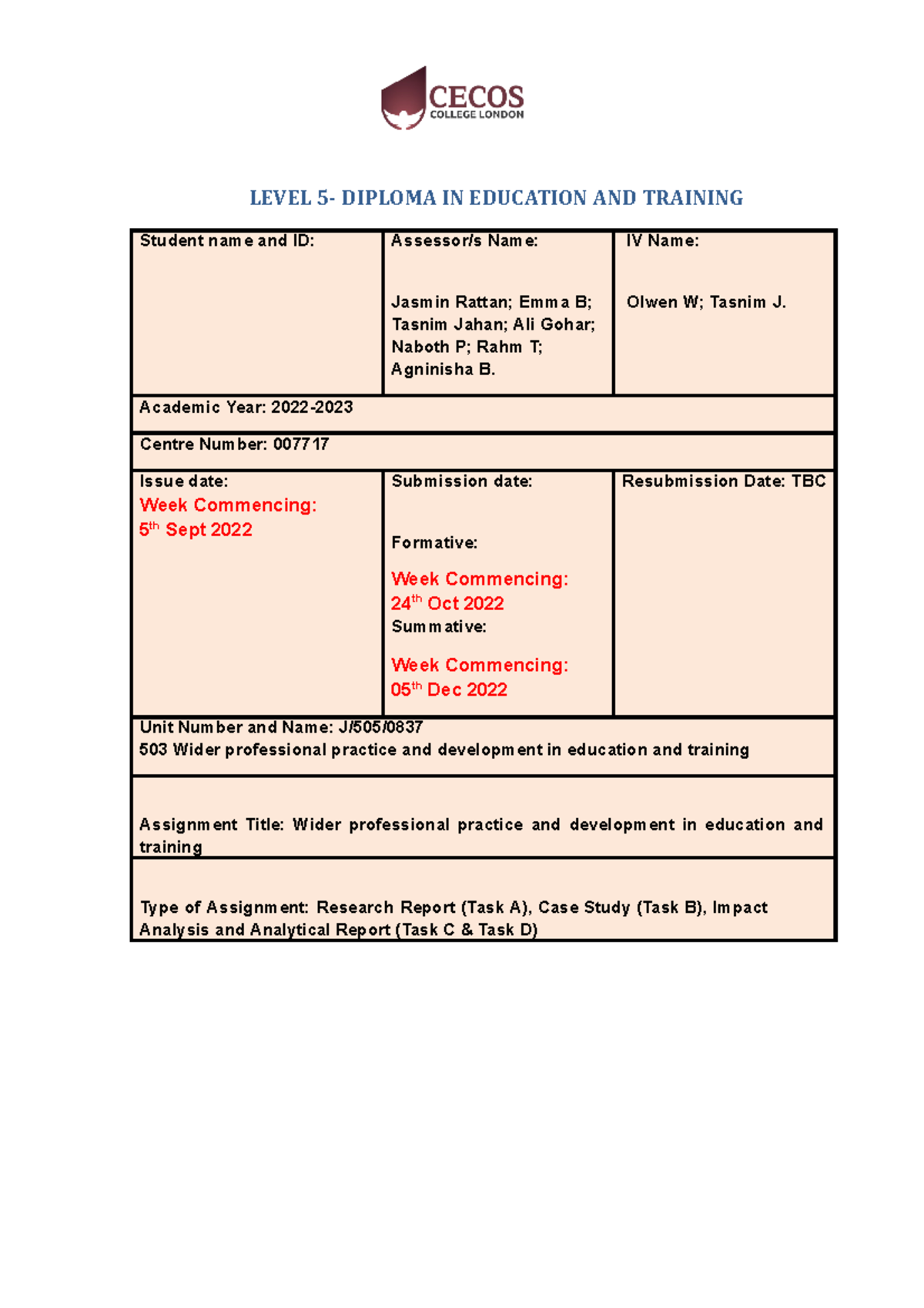 Wider professional practice and development in education and training ...