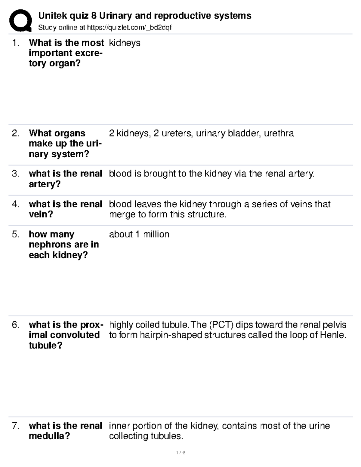 Urinary system - Study online at quizlet/_bd2dqf What is the most ...