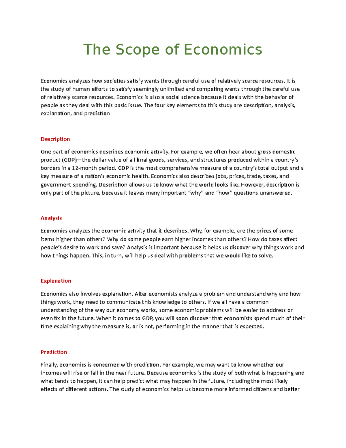 The Scope of Economics - msroom guide - Housekeeping - Studocu