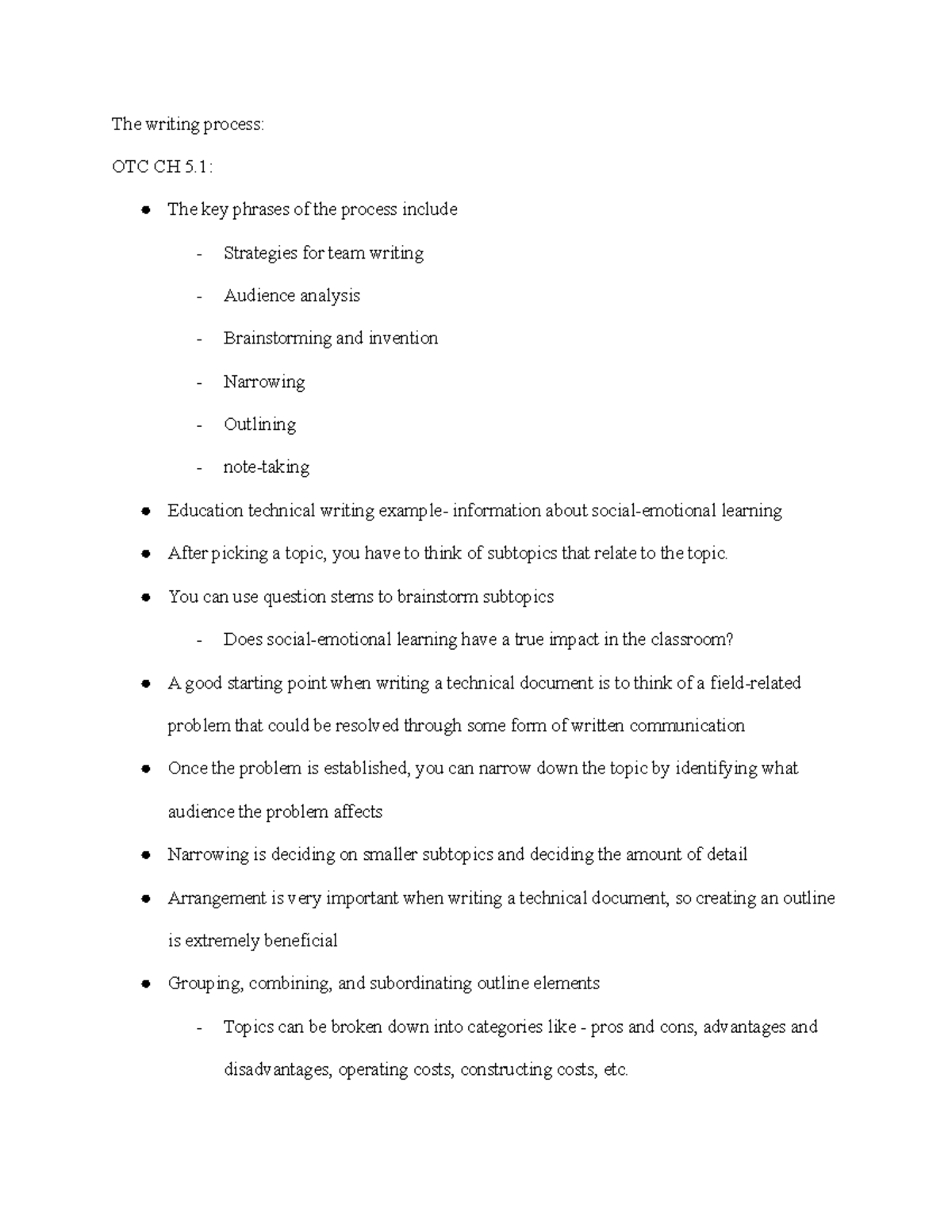 Technical writing class notes - The writing process: OTC CH 5: The key ...