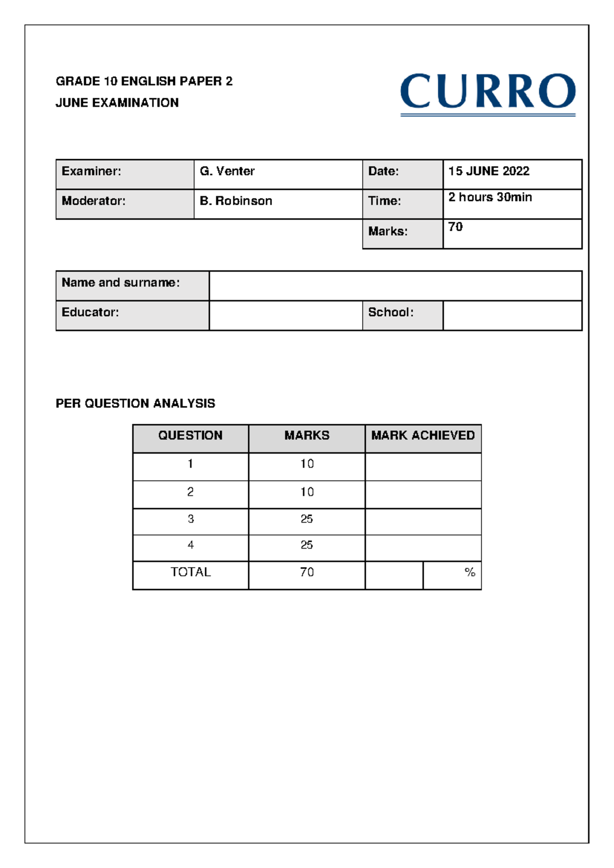 Gr10 DBE Mid Year Exam English HL Paper 2 2022 QP (22) - GRADE 10 ...