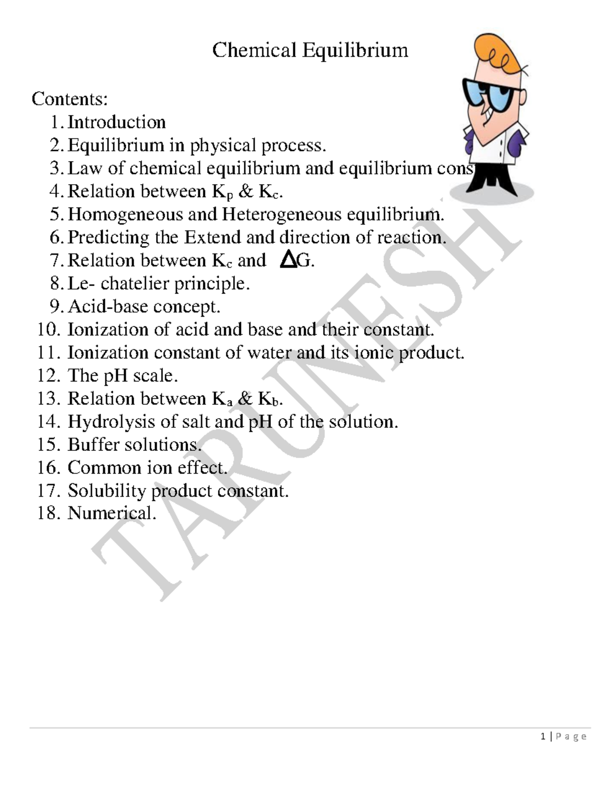 Chemical equilibrium - Contents: 1. Introduction 2. Equilibrium in ...