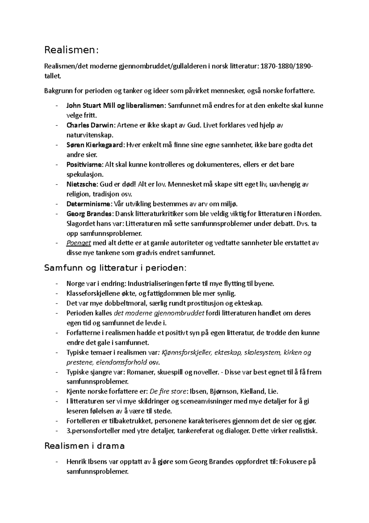 1870-1890 Realismen og naturalismen - Realismen: Realismen/det moderne ...