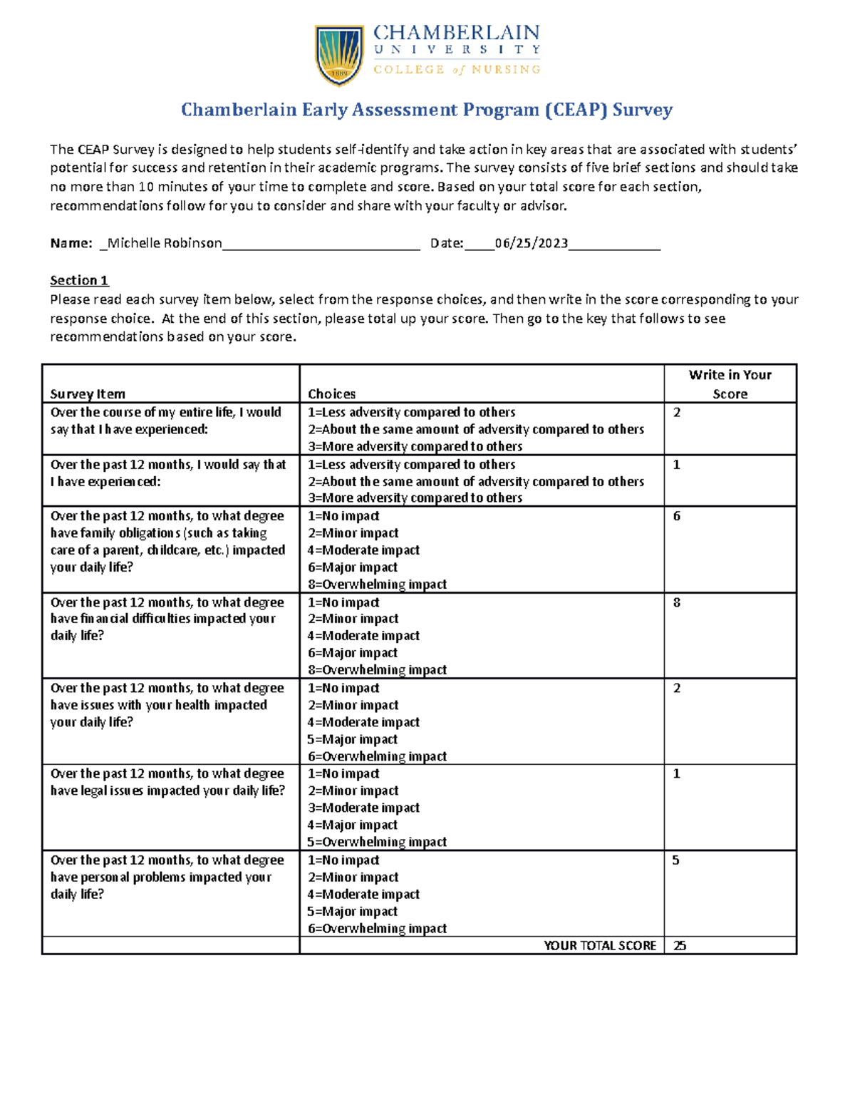CEAP Survey - Self-Service Student Tool 06-25-23 - Chamberlain Early ...