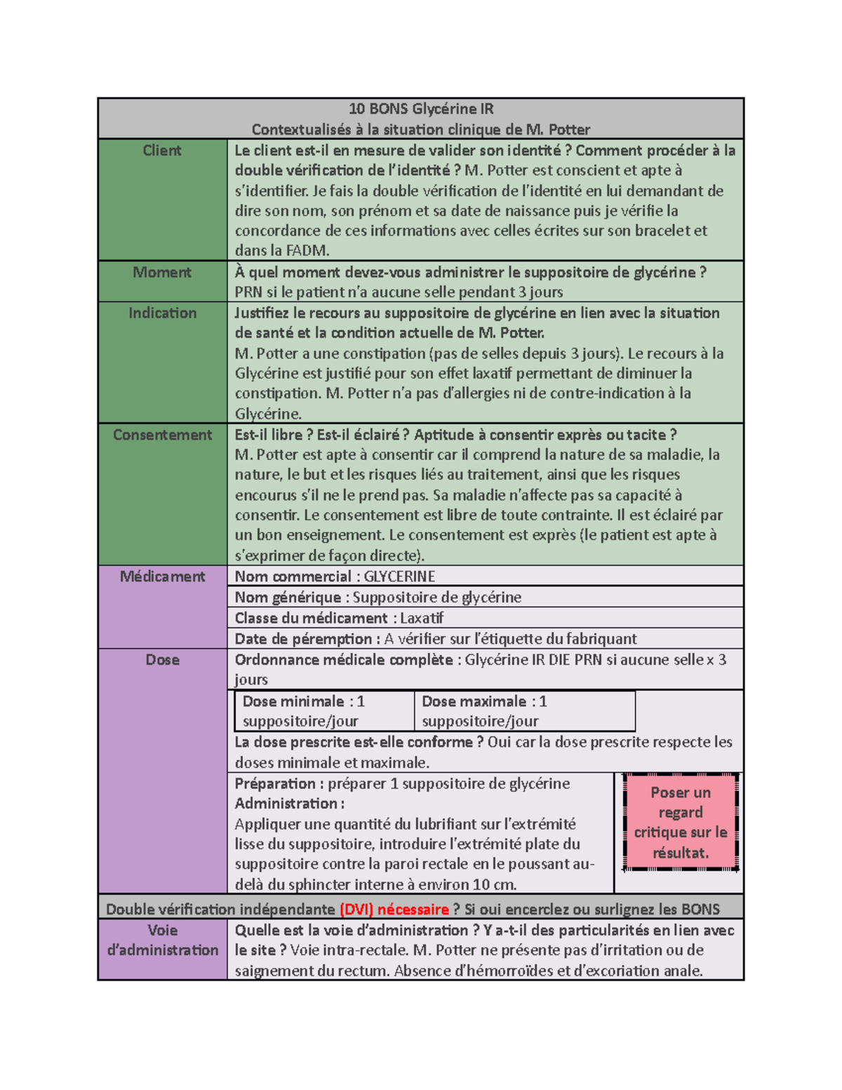 SOI1813 A21 Fiche de 10 bons contextualisés Glycérine - 10 BONS ...