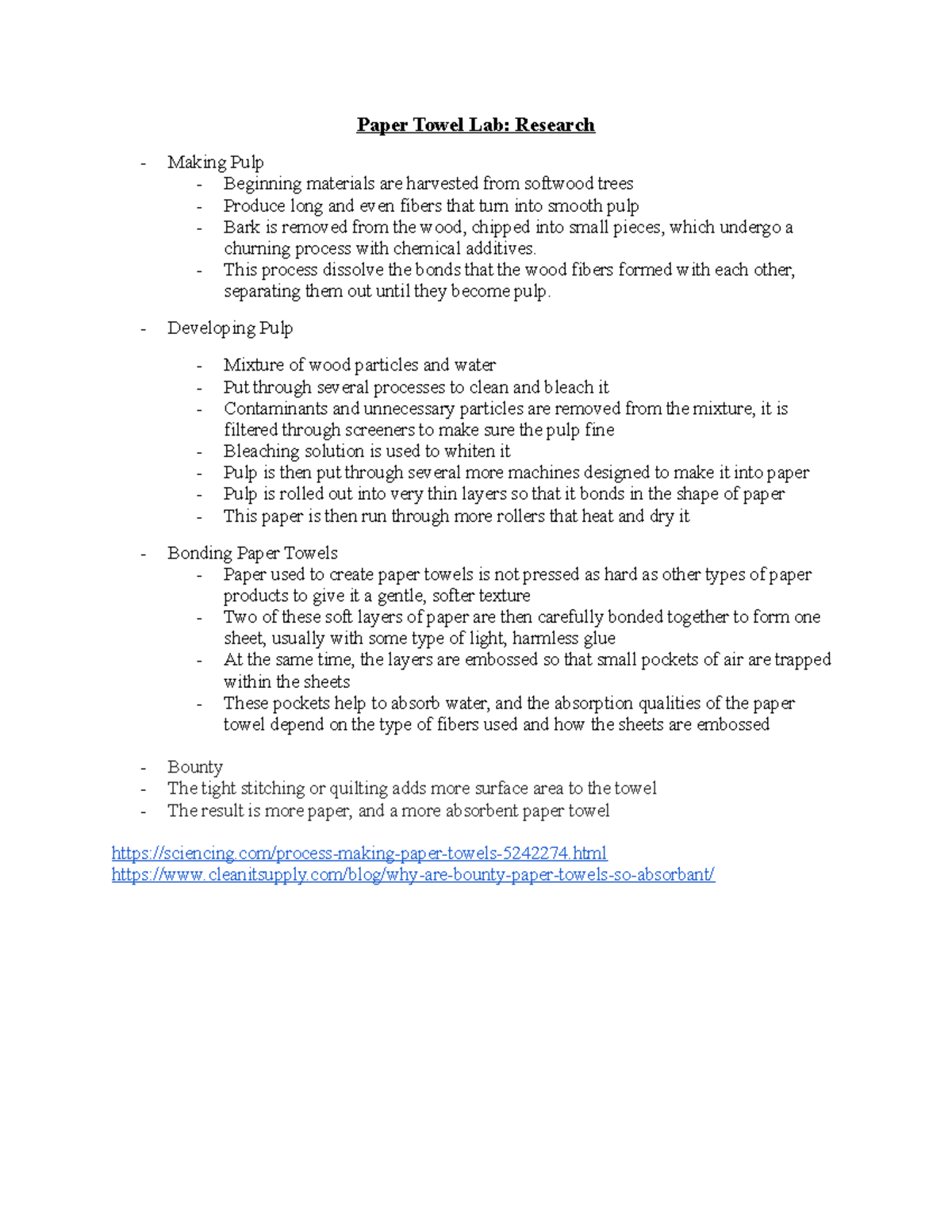 Paper Towel Lab Research - Science physics - Studocu