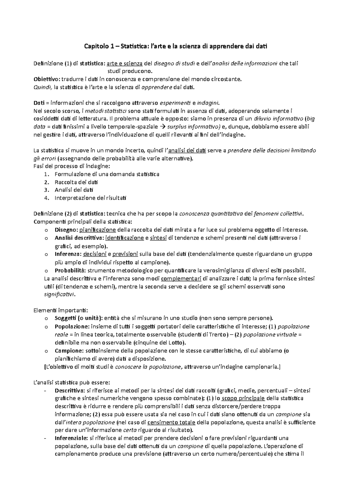 Analisi dei dati e statistica I parte - Capitolo 1 – Statistica: l’arte ...