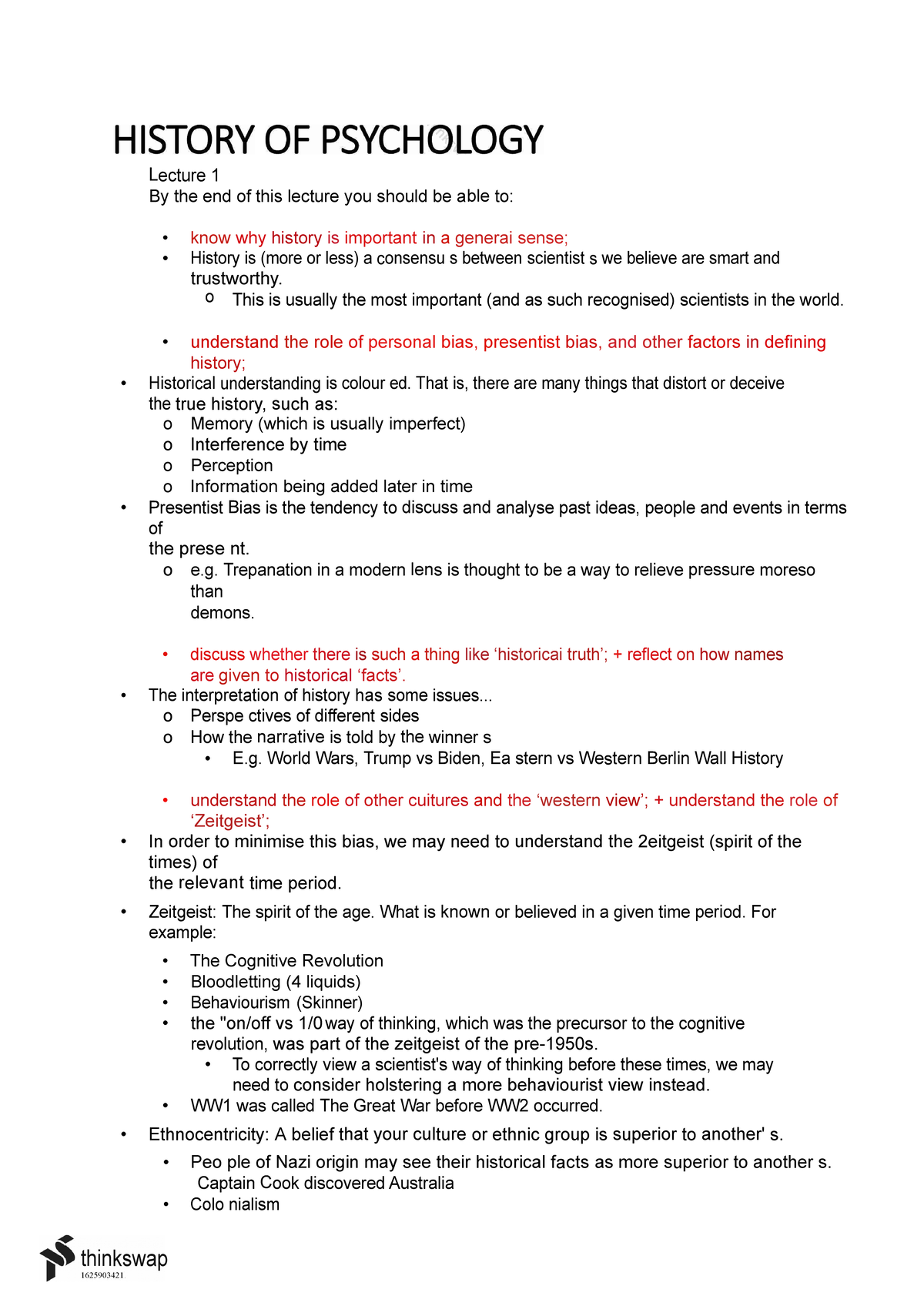 Psych 1001 prewritten - Dalyell scholar notes - L ecture 1 By the end ...