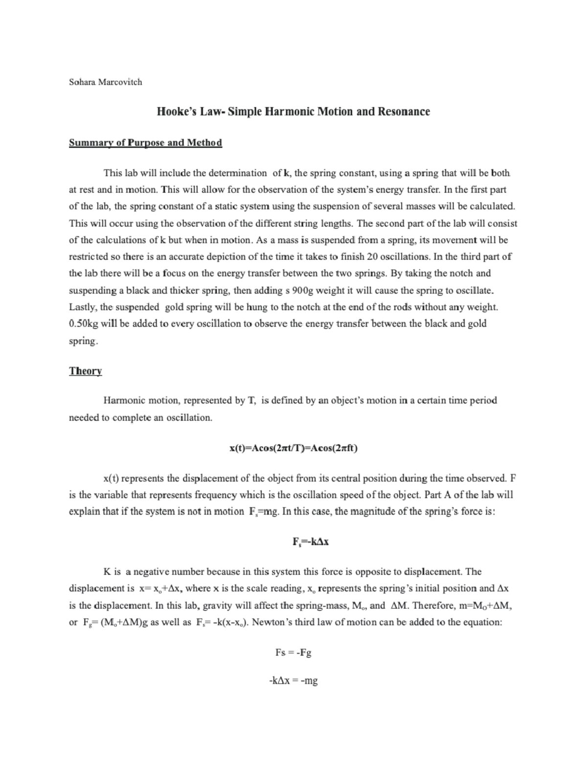 Phys Pre lab Hooke's law - Google Docs - PHYS117 - Studocu