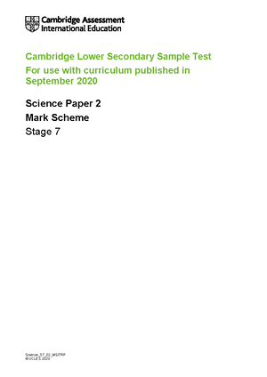 Science Stage 7 Sample Paper 1 Mark Scheme tcm143-595700 - Science_S7 ...