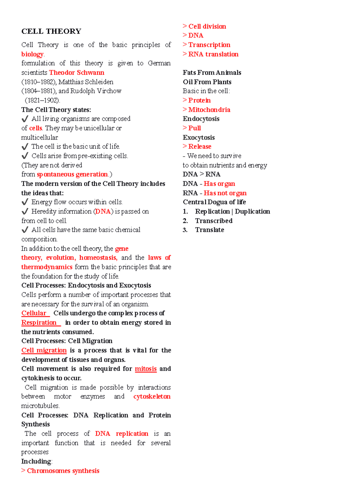 CELL- Theory -Reviewer - CELL THEORY Cell Theory is one of the basic ...