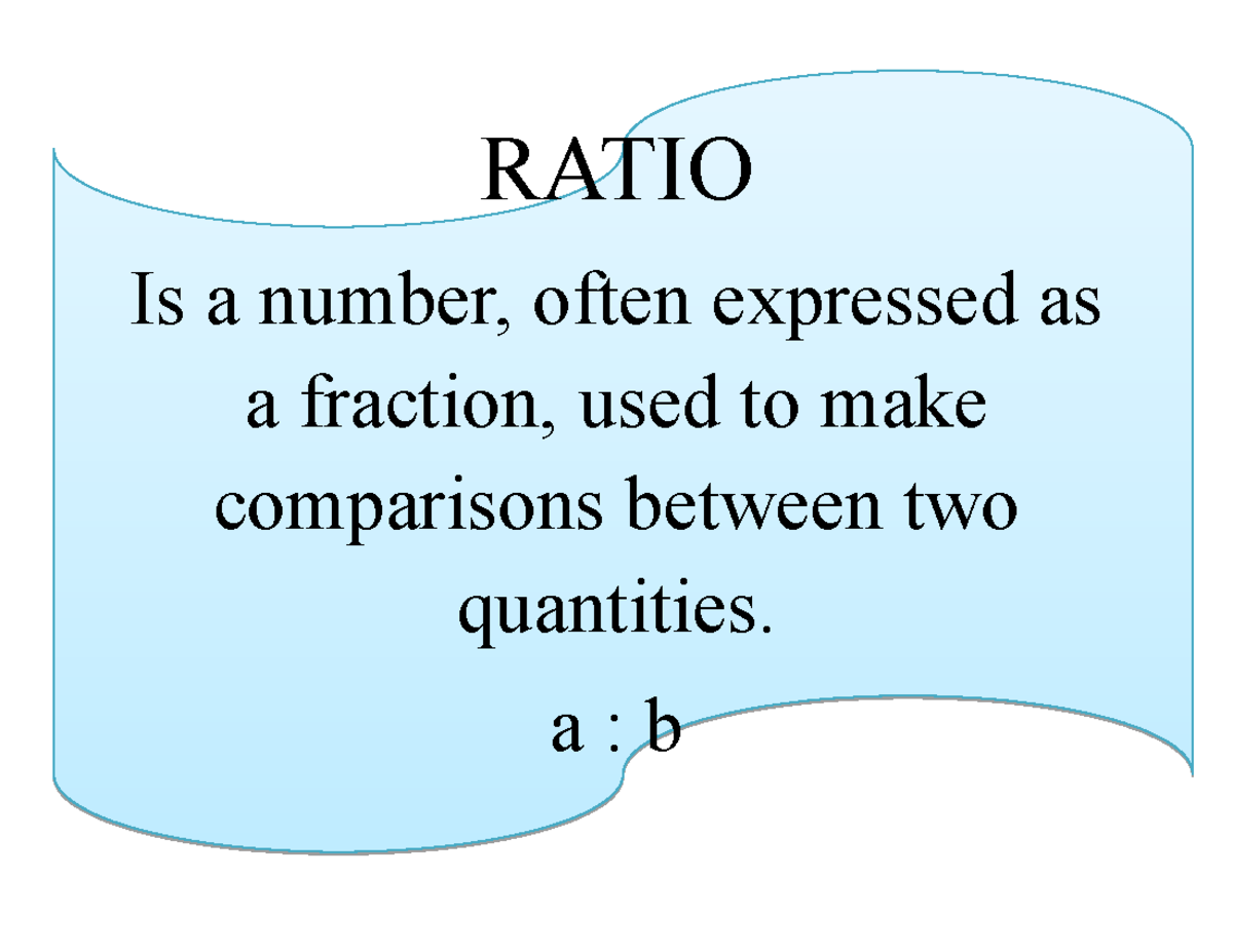 RATIO and proprtion - RATIO Is a number, often expressed as a fraction ...