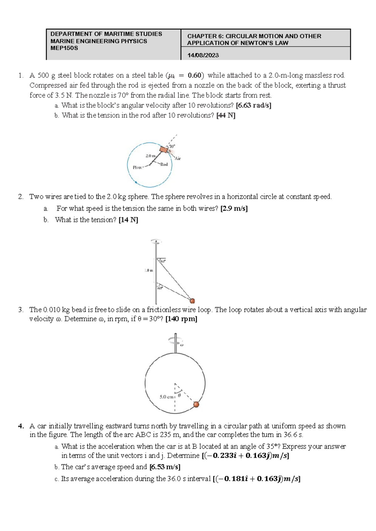 Chapter 6 Circular motion and other applications of Newton's laws 2023 ...