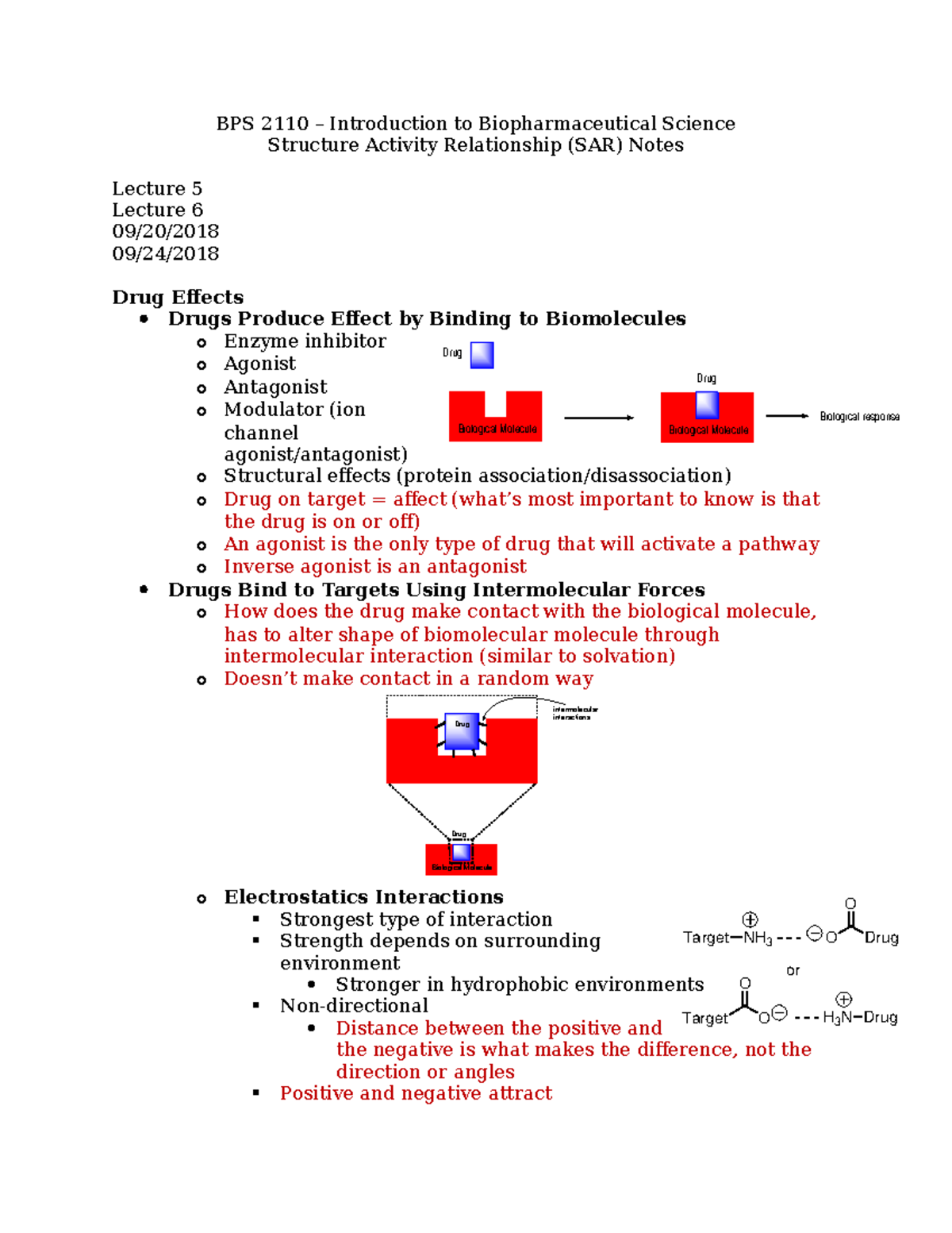 Topic 3 - Structure Activity Relationship (SAR) Notes - BPS 2110 ...