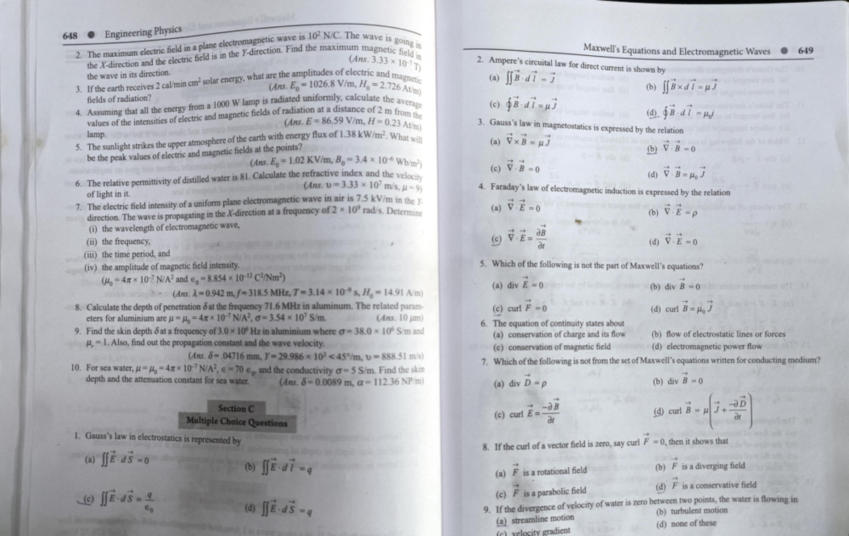 Physics MCQ - Important Physic MCQ question - Electromagnetic Theory - Studocu