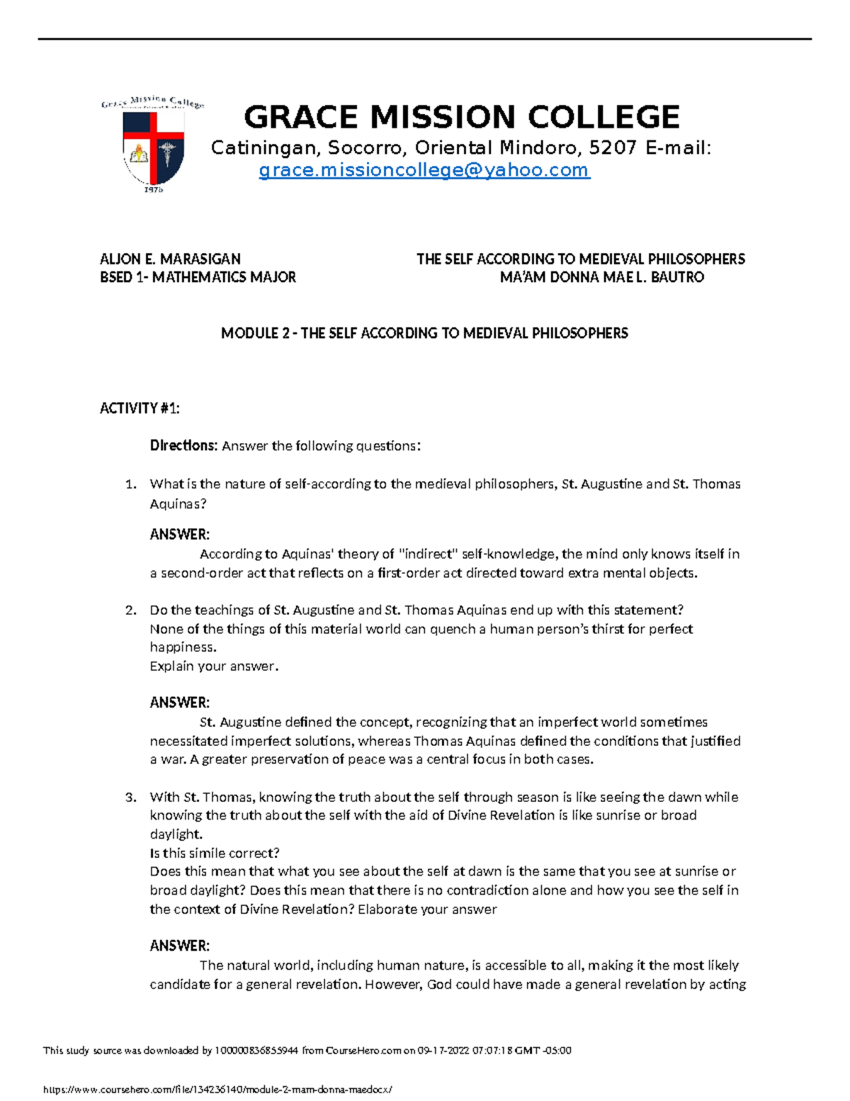 Module 2 mam donna mae - GRACE MISSION COLLEGE Catiningan, Socorro ...