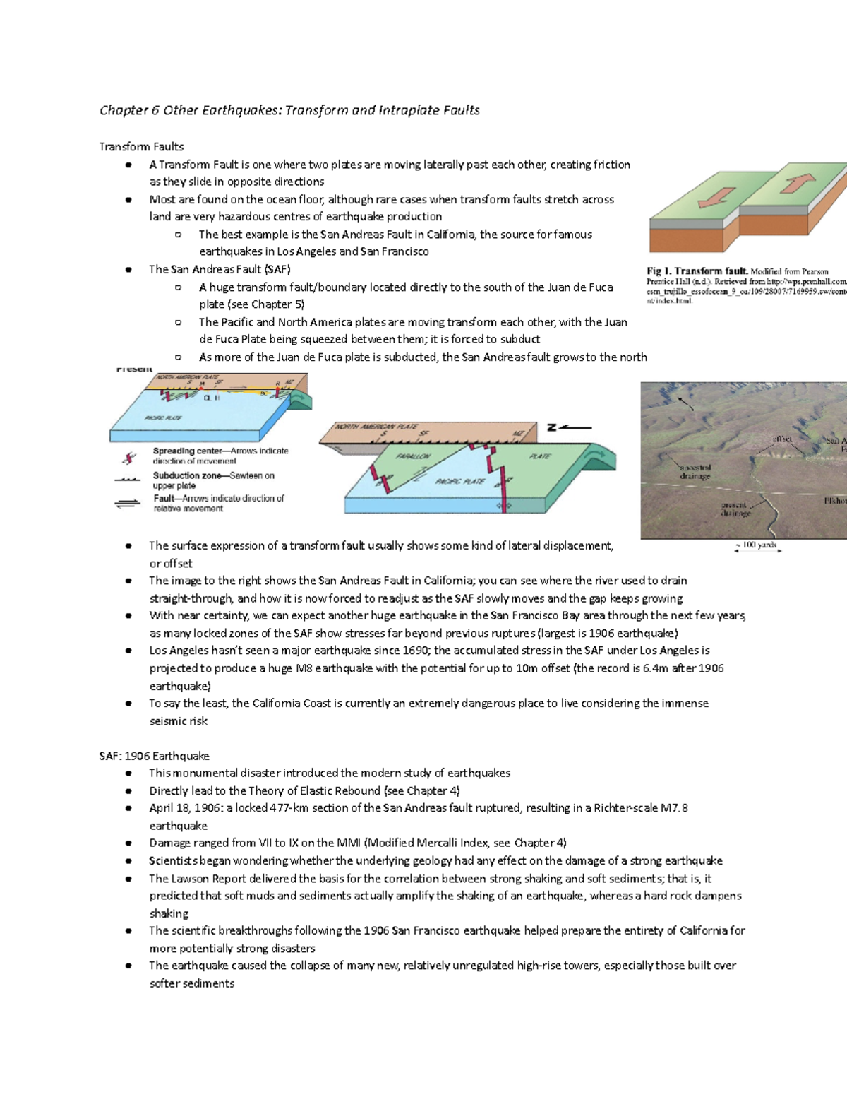 Earth Sci 2240 - Chapter 6 - Chapter 6 Other Earthquakes: Transform and ...