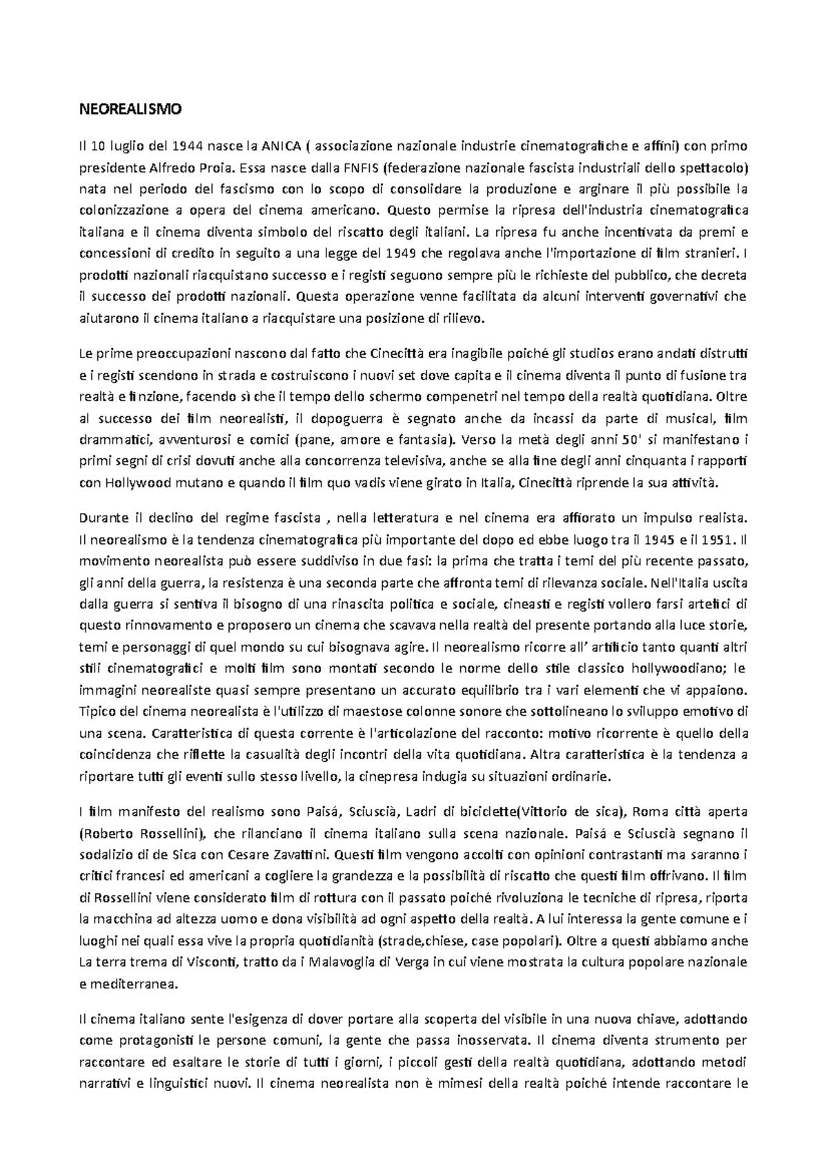 Neorelismo, Fellini e Antonioni - NEOREALISMO Il 10 luglio del 1944 ...