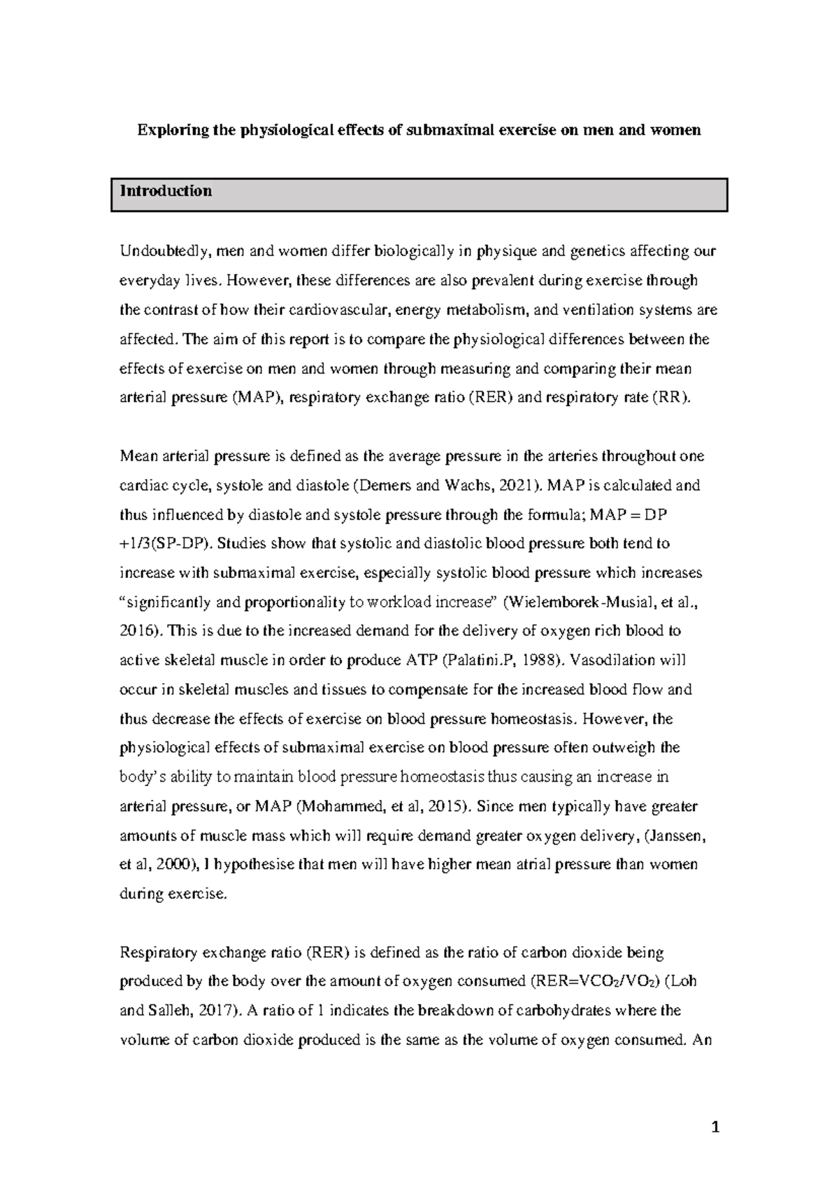 PHSI2008 prac report - Exploring the physiological effects of ...