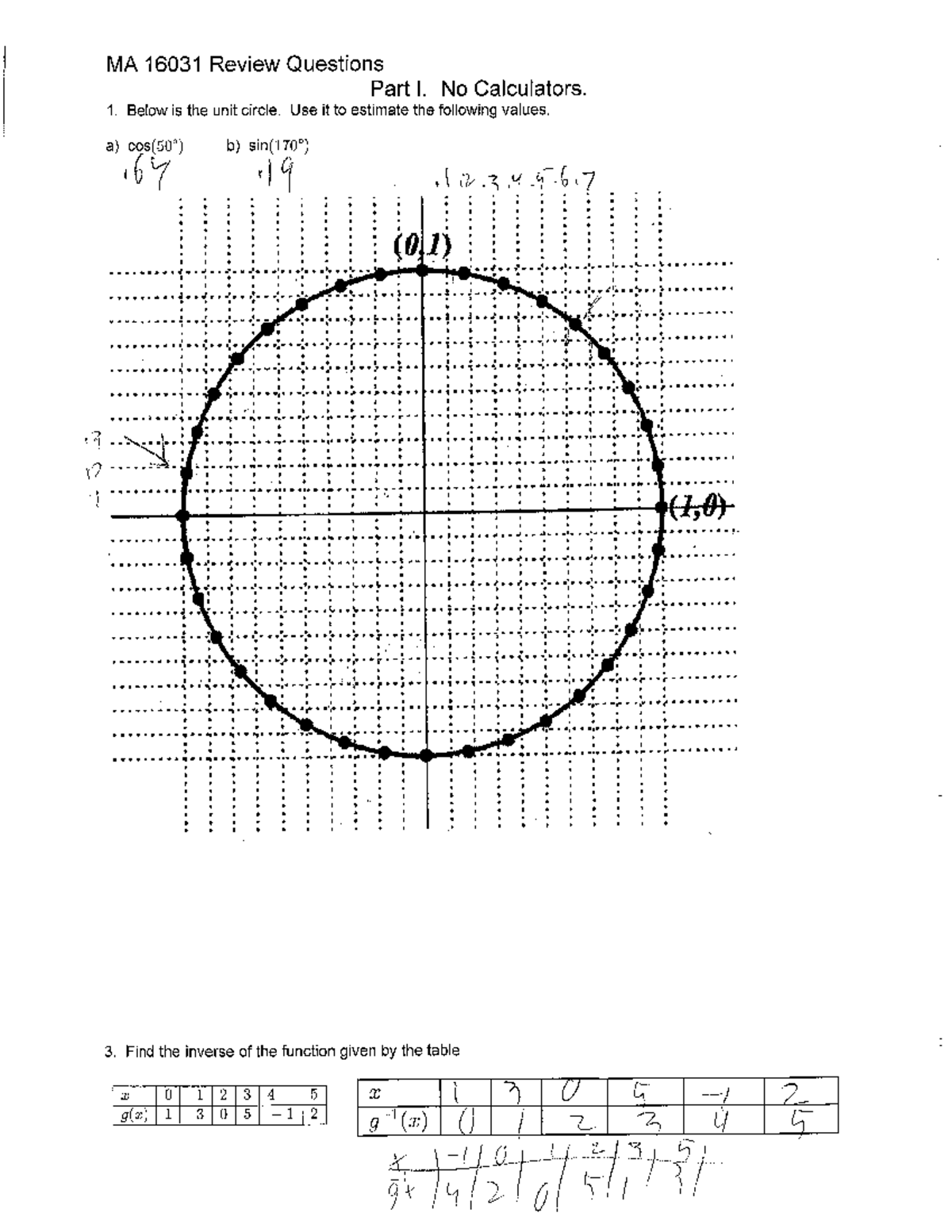 Test 1 Review With Answers - MA 16031 - Studocu