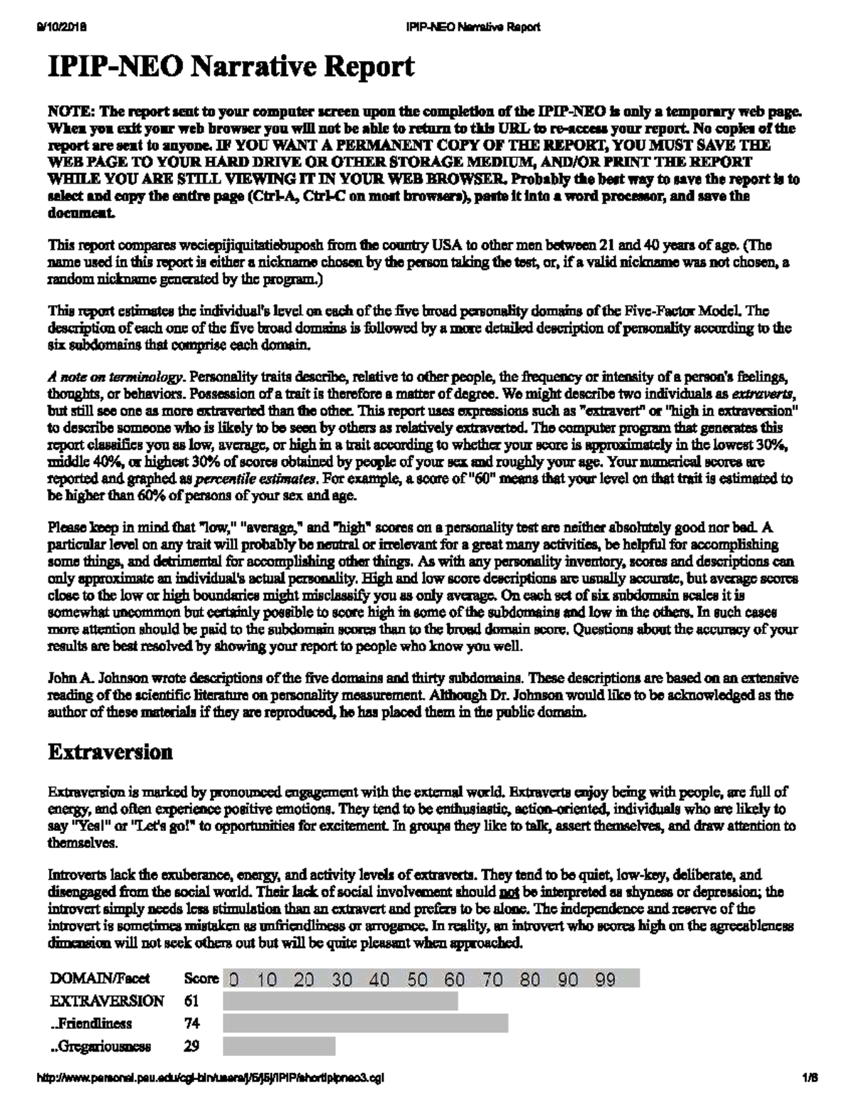 IPIP-NEO Narrative Report - MGT 9301 - Studocu