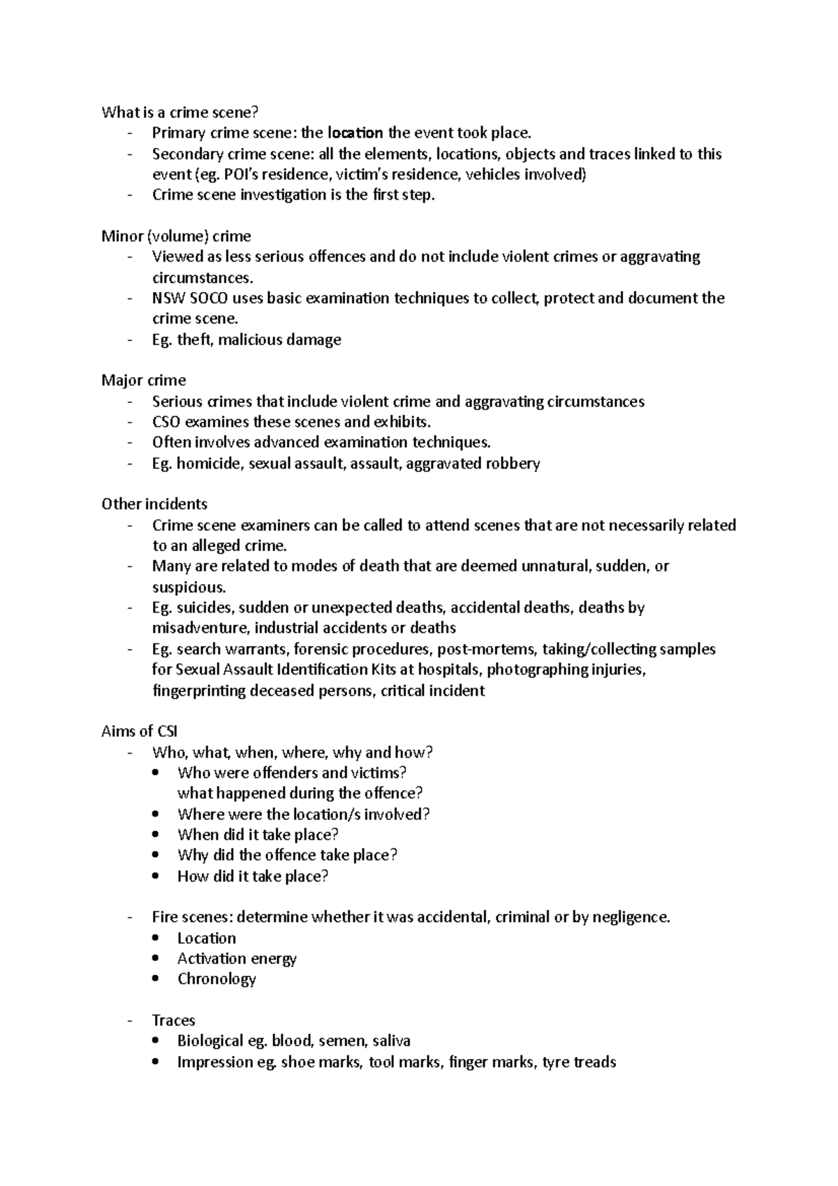 introduction to CSI - What is a crime scene? - Primary crime scene: the ...
