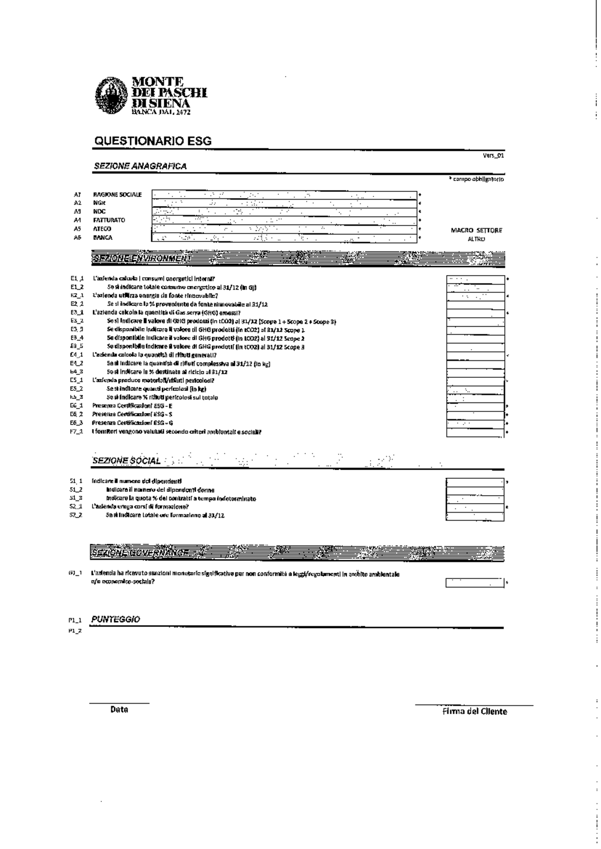 Questionario ESG - appunti vari - Scienza delle finanze - UniVr - Studocu