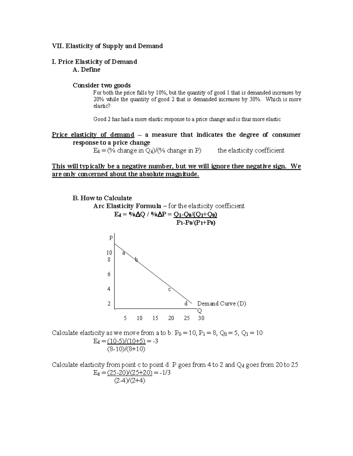 Lecture 6 - Elasticities - VII. Elasticity of Supply and Demand I ...