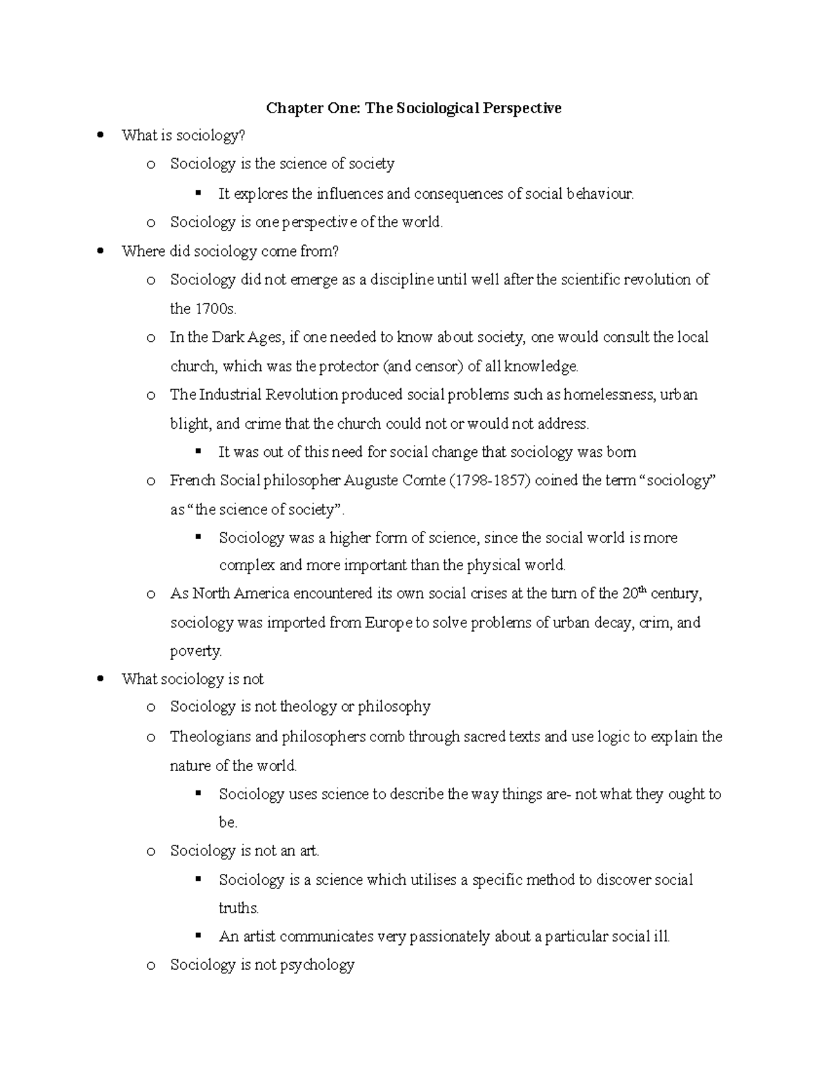 Chapter One The Sociological Perspective Textbook Chapter One The
