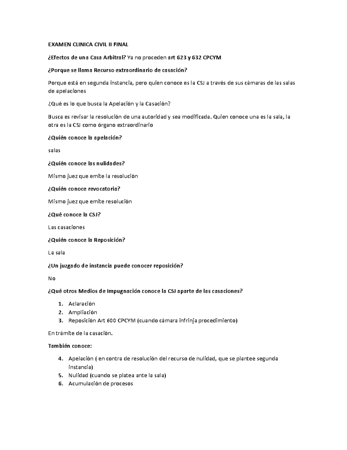 Examen Clinica Civil II Final - EXAMEN CLINICA CIVIL II FINAL ¿Efectos ...