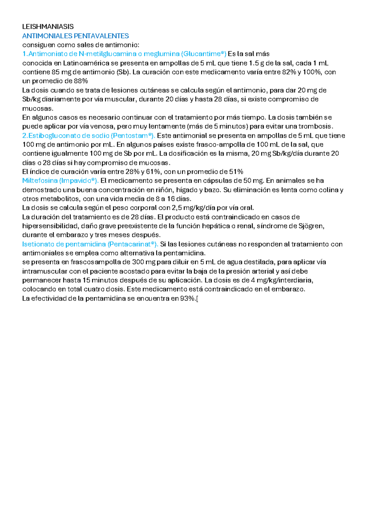 Leishmaniasis - LEISHMANIASIS ANTIMONIALES PENTAVALENTES consiguen como ...